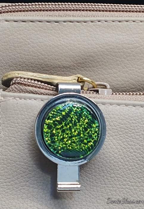Green Dichroic Key Finder with Swirls Pattern
